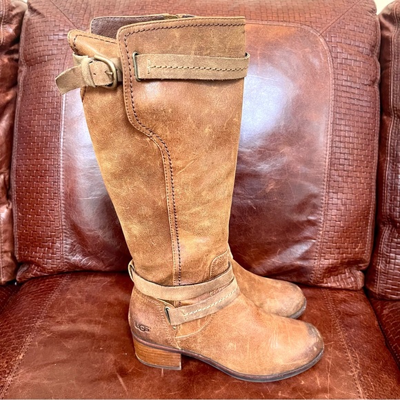 UGG | Shoes | Rare Ugg Distressed Saddle Leather Knee High Western ...
